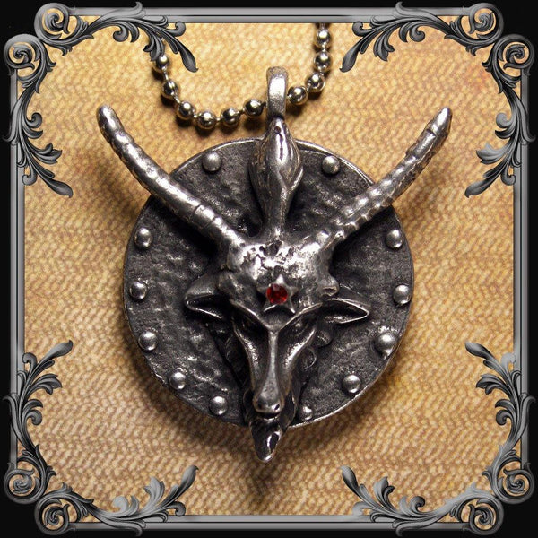 Baphomet Medallion with Red Rhinestone – The Black Broom
