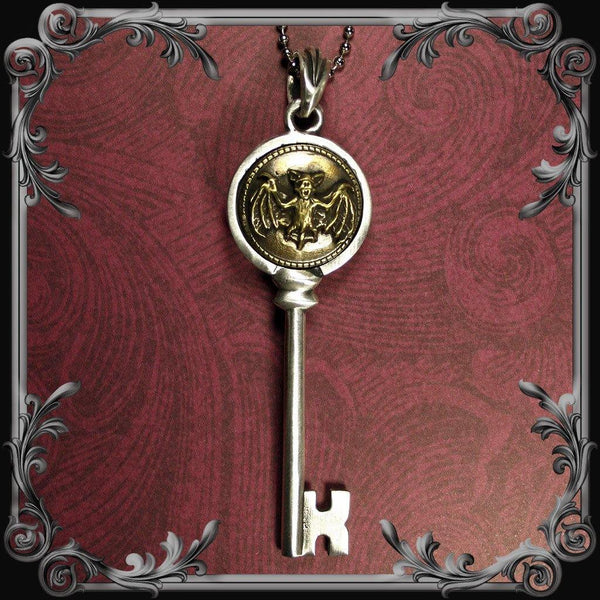 Bat Key Pendant - Partial Antique Brass Finish – The Black Broom